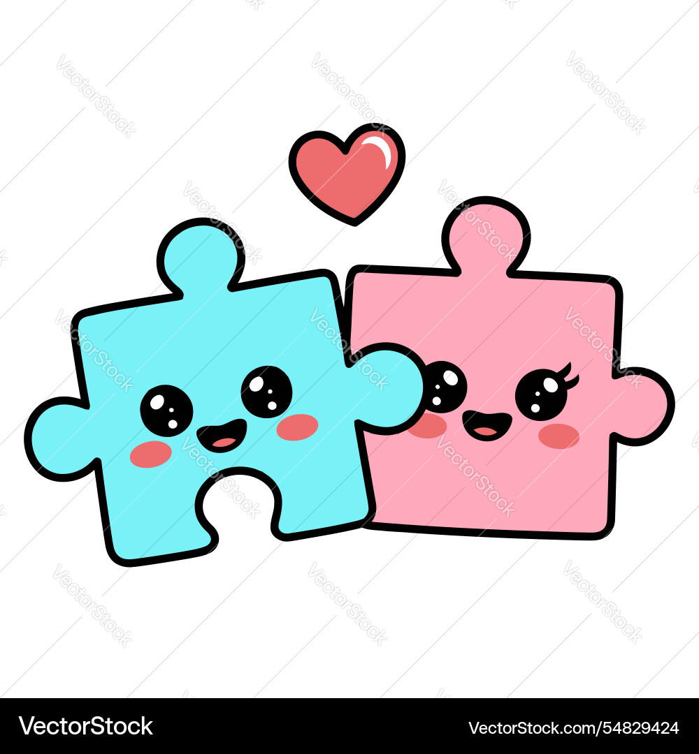 Cute puzzle pieces with heart Royalty Free Vector Image