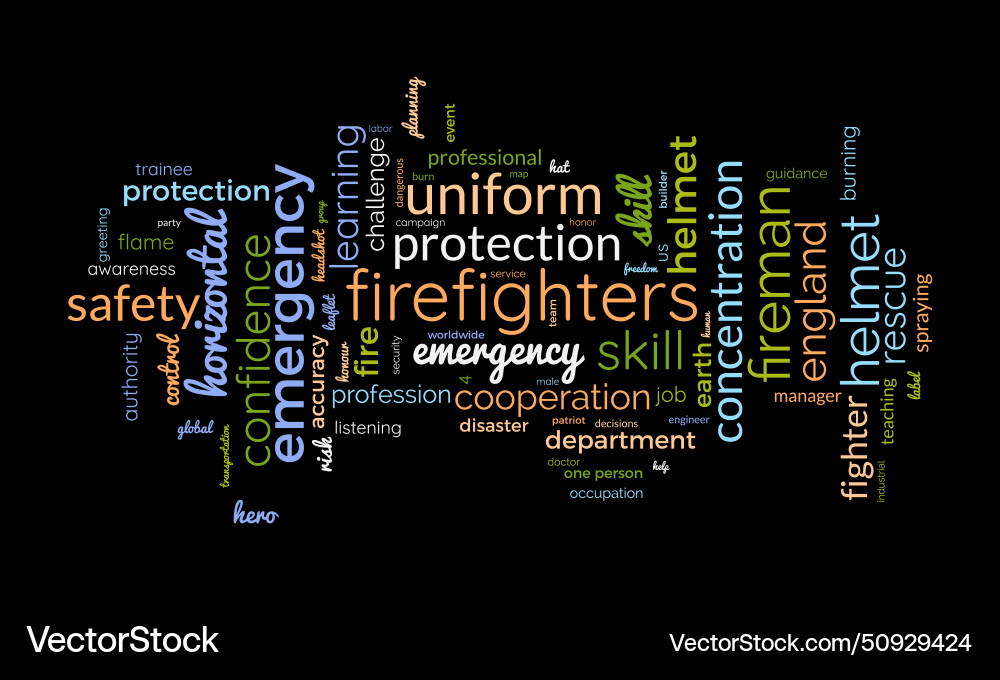 Firefighters day word cloud template career Vector Image