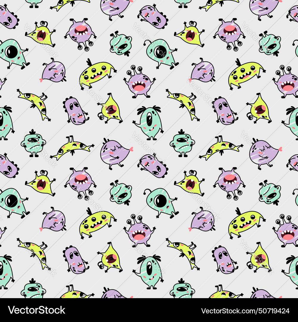 Funny seamless pattern for kids with aliens Vector Image