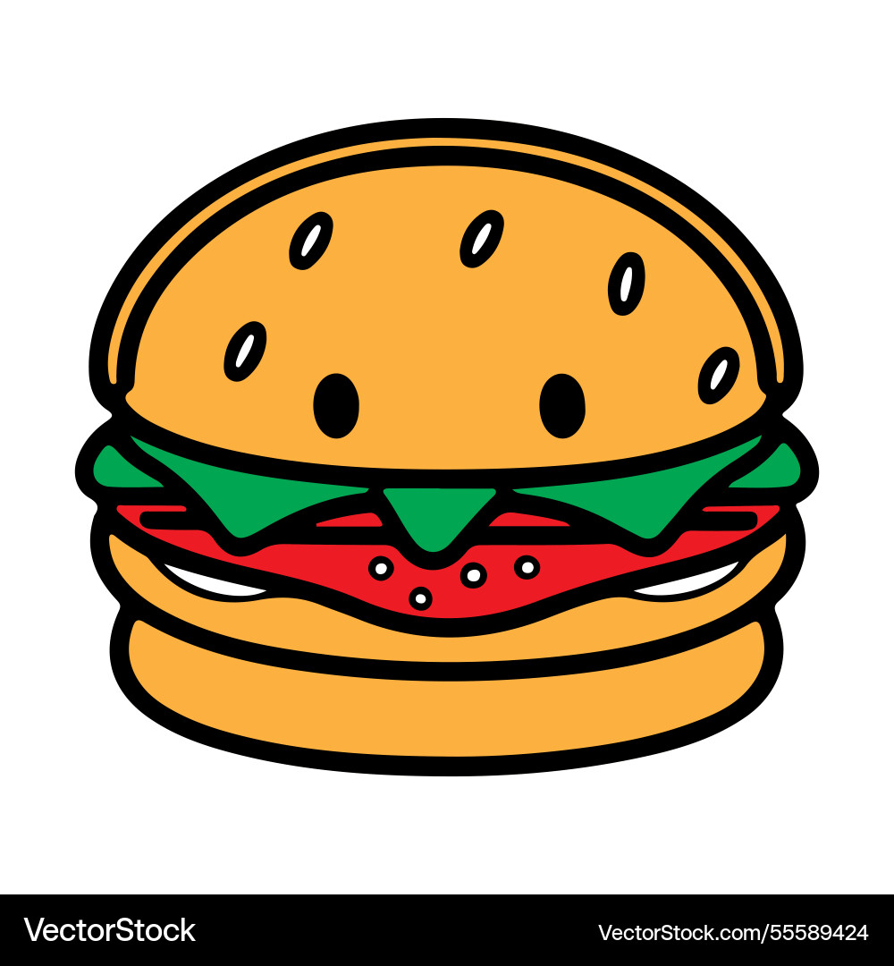 Hamburger line art and 2 Royalty Free Vector Image