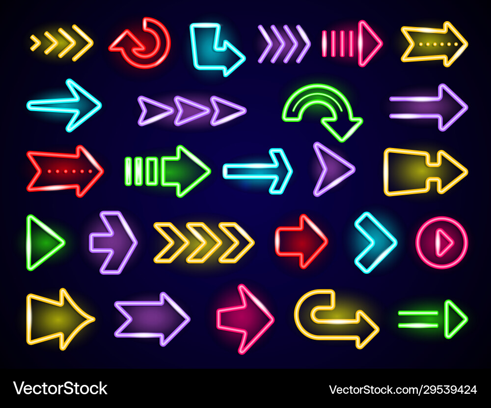 Neon Arrows - Light & Glow Royalty Free Vector Image
