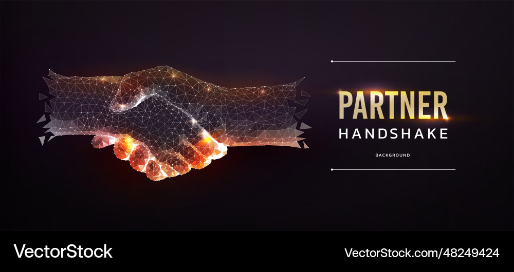 Partnership hand shake gold partner acquisition Vector Image