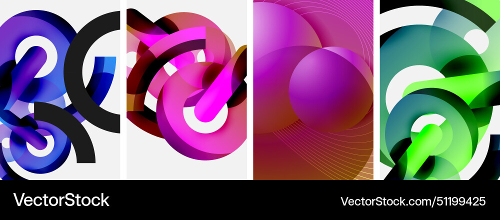 A collage of four different colored letters Vector Image