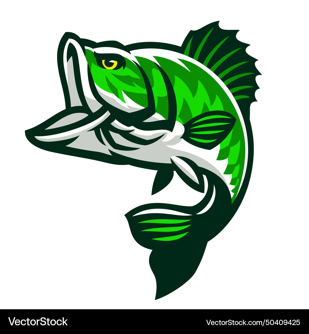 Big bass fish mascot jumping Royalty Free Vector Image