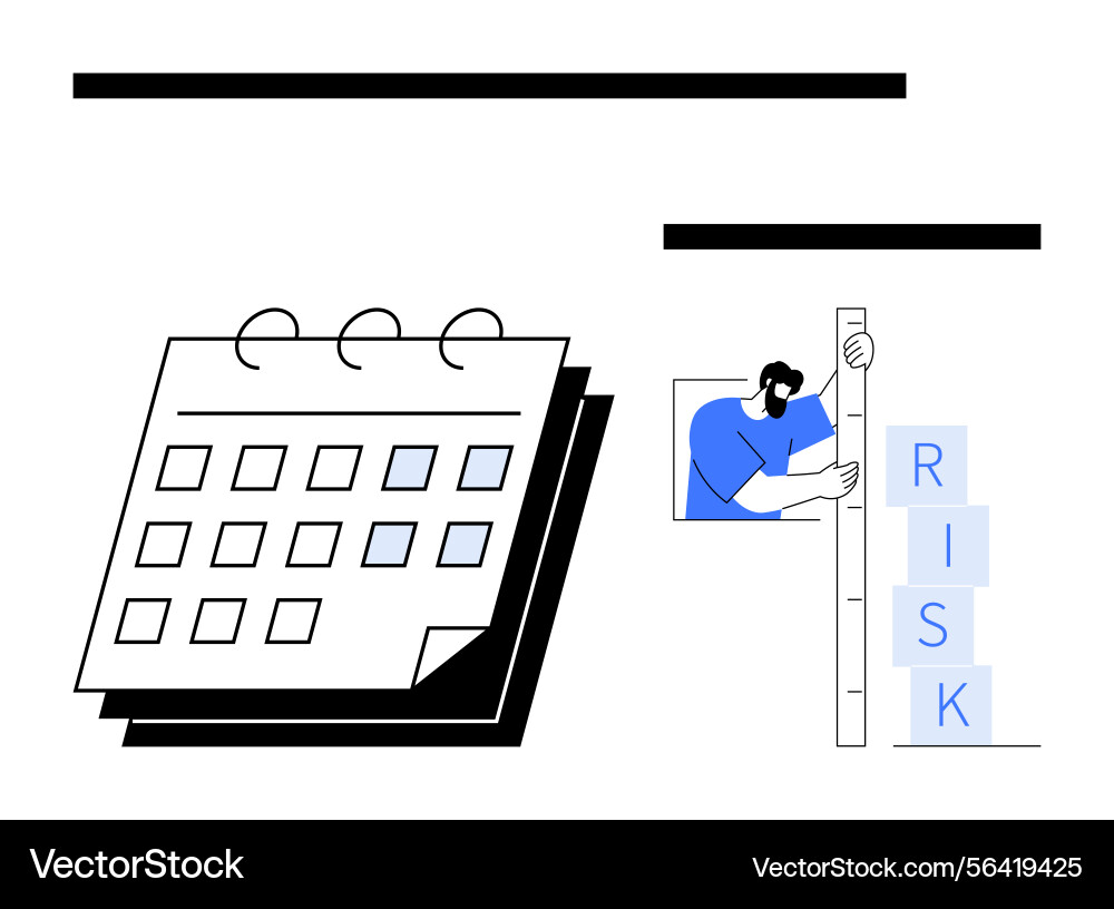 Calendar and measuring risk blocks representing Vector Image
