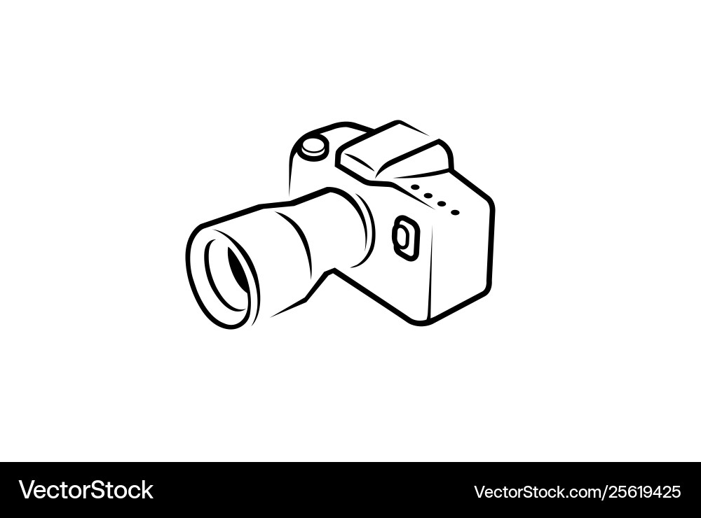 Creative black camera line logo design symbol Vector Image