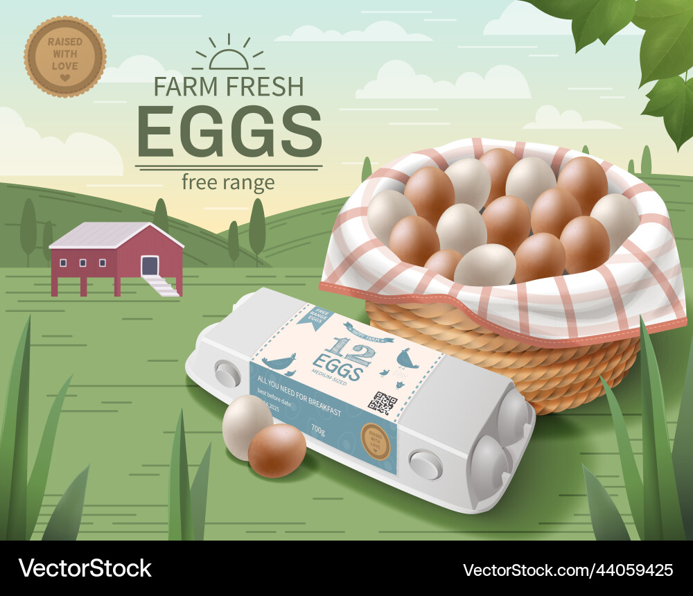 Eggs package mockup poster Royalty Free Vector Image