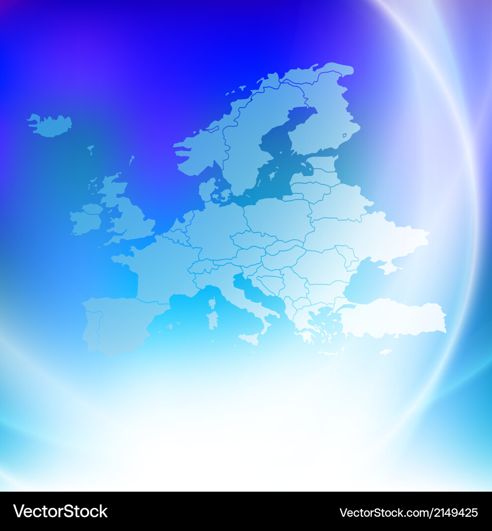 Europe map on the blue background Royalty Free Vector Image
