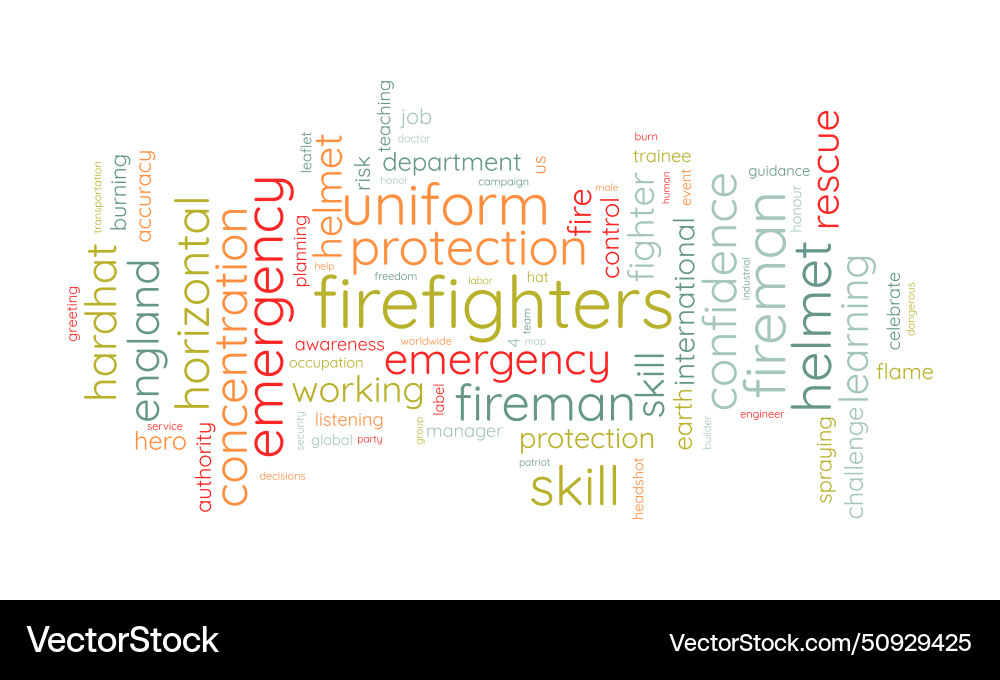 Firefighters day word cloud template career Vector Image