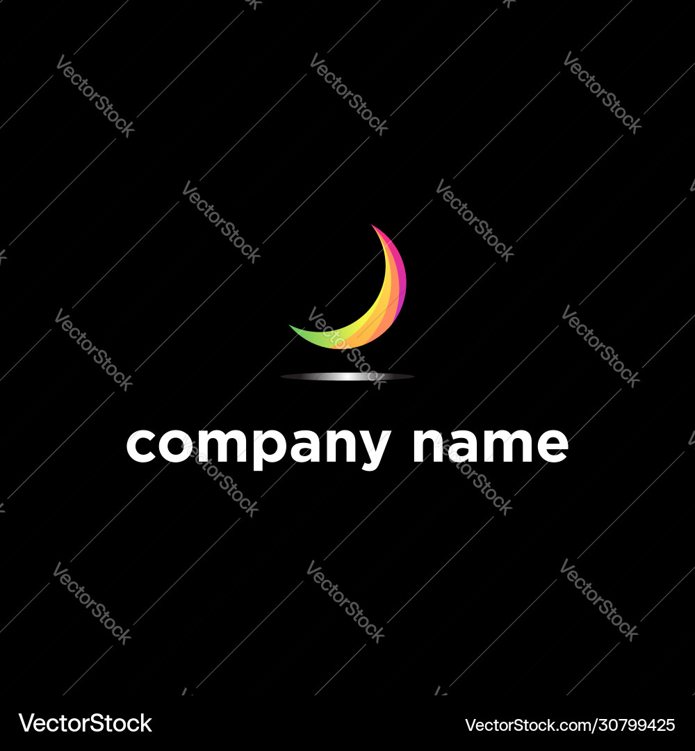 Full color crescent logo design Royalty Free Vector Image