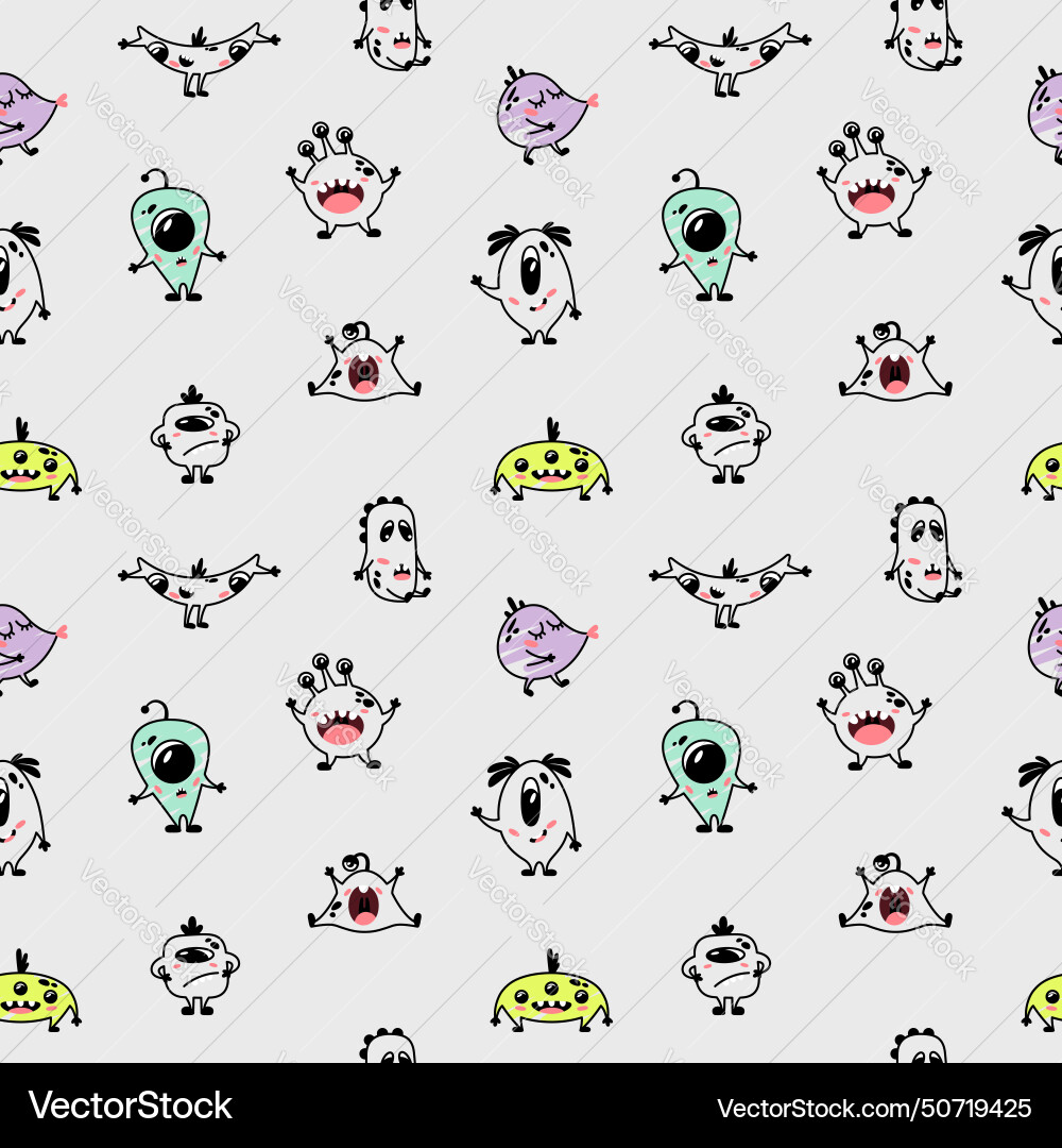 Funny seamless pattern for kids with aliens Vector Image