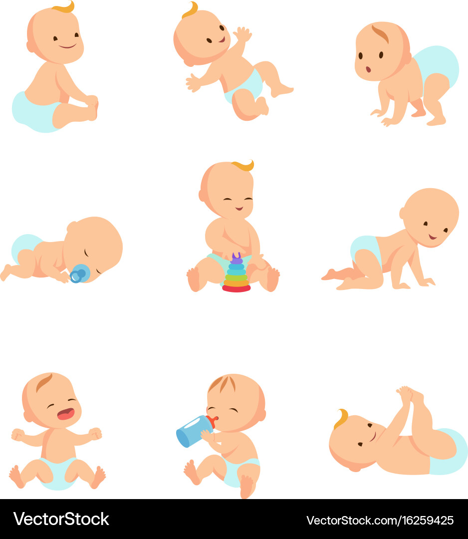 Infant baby characters newborn Royalty Free Vector Image