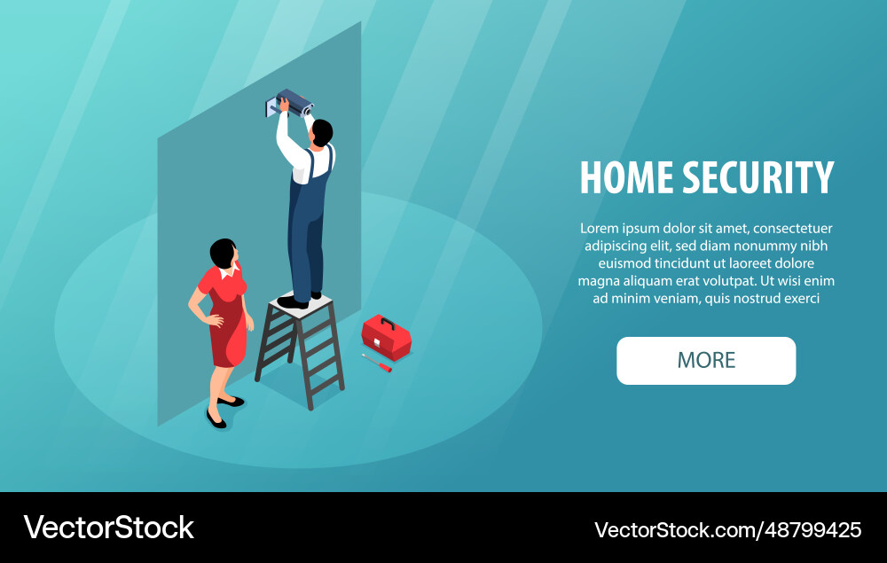 Installing cctv camera banner Royalty Free Vector Image