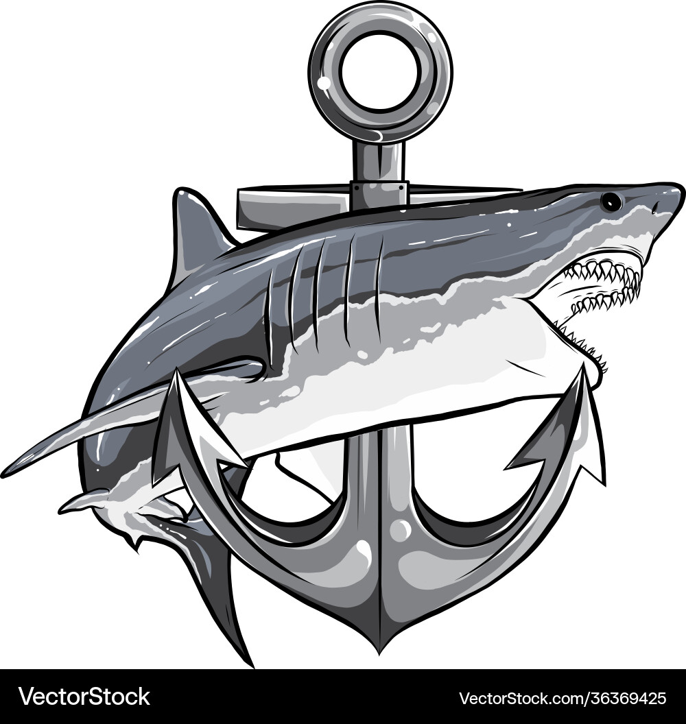 Monochromatic jumping shark Royalty Free Vector Image