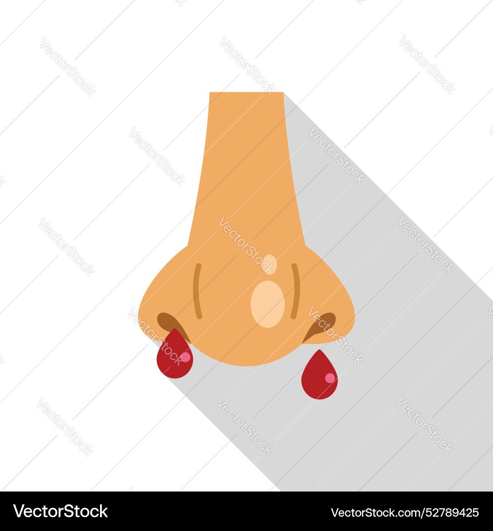 Nose bleeding with blood drops flowing from Vector Image