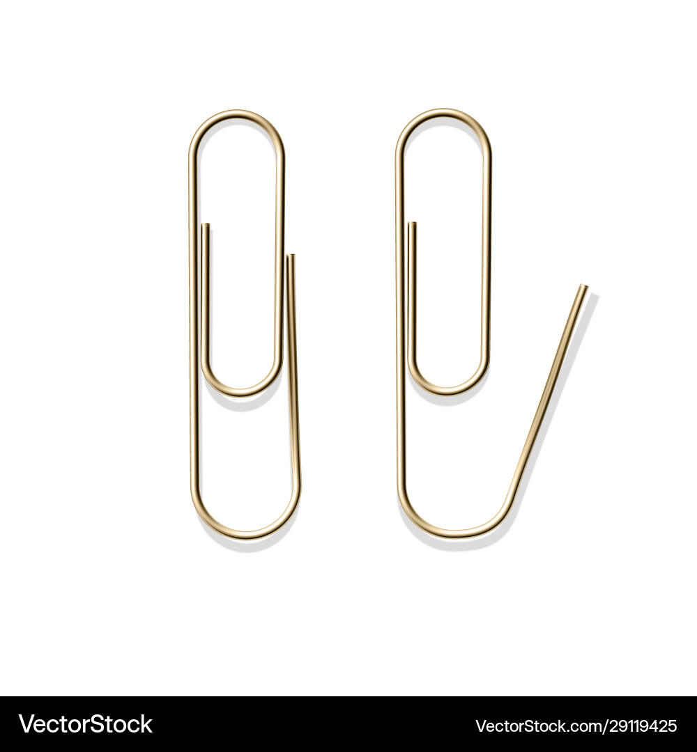 Realistic metal paper clips set Royalty Free Vector Image