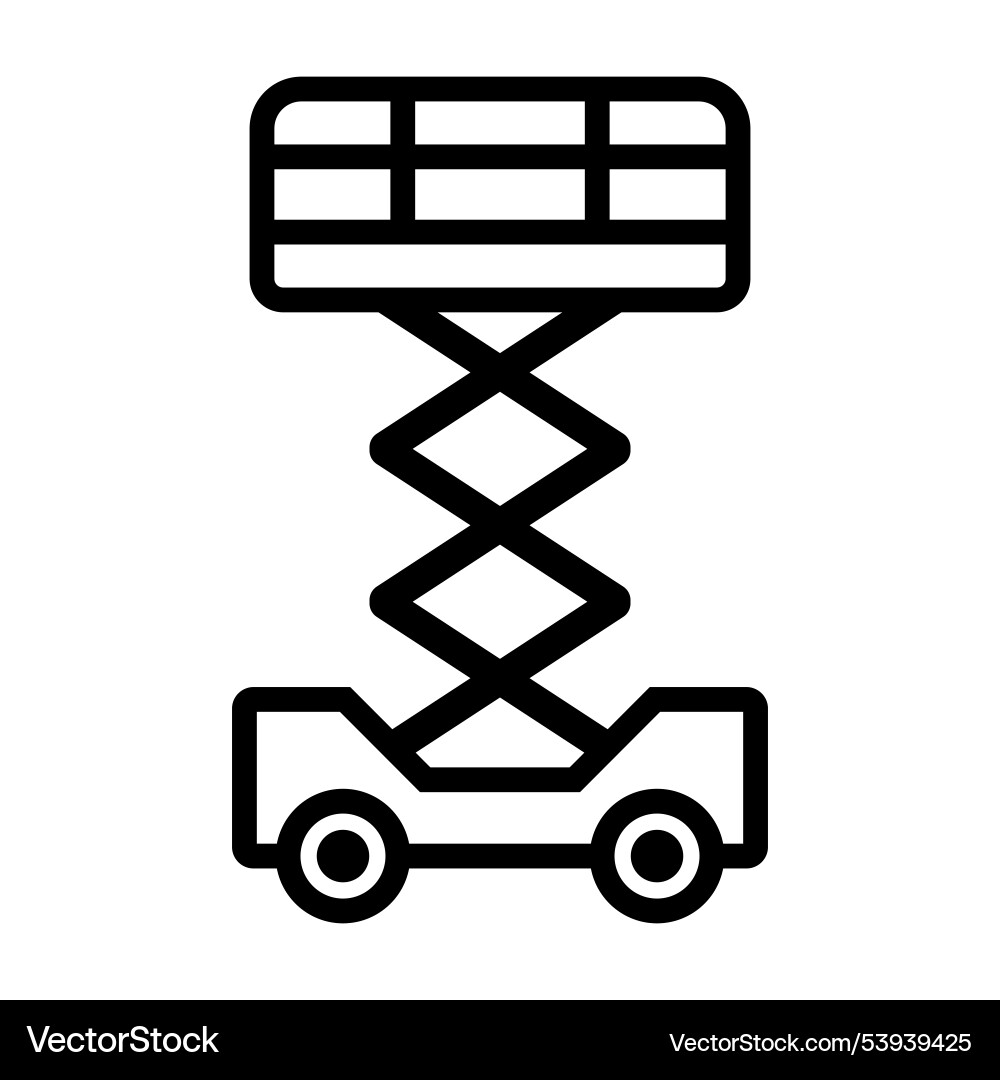 Scissor lift outline for construction Royalty Free Vector