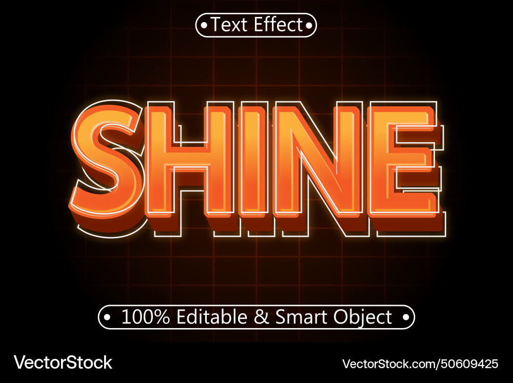 Shine editable text effect 3 dimension emboss Vector Image