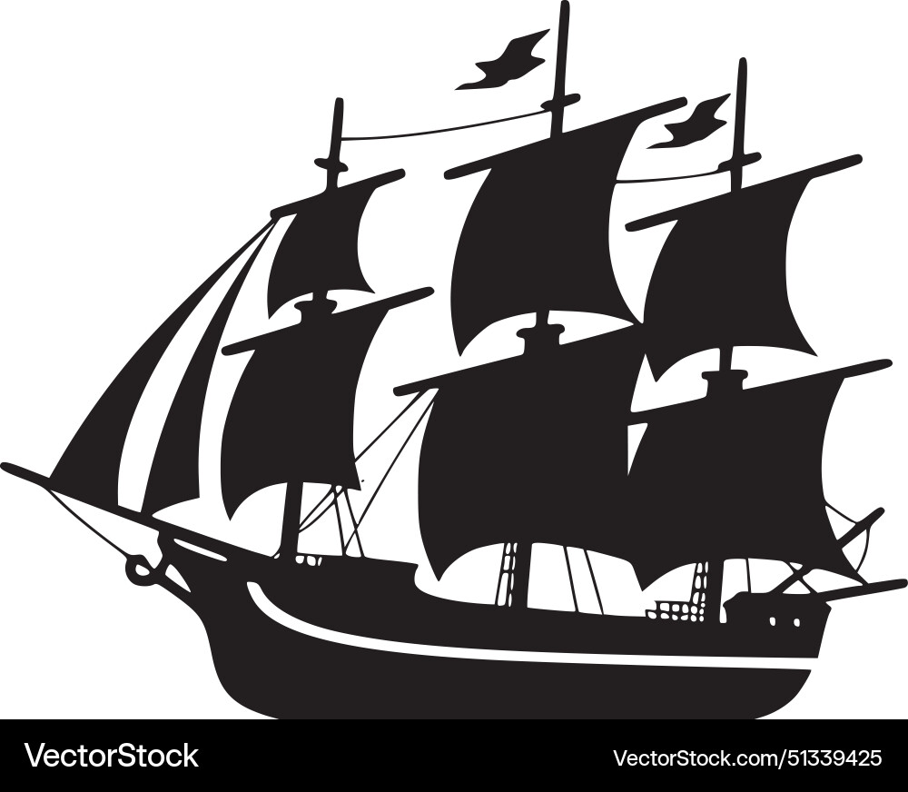 Ship - black and white Royalty Free Vector Image