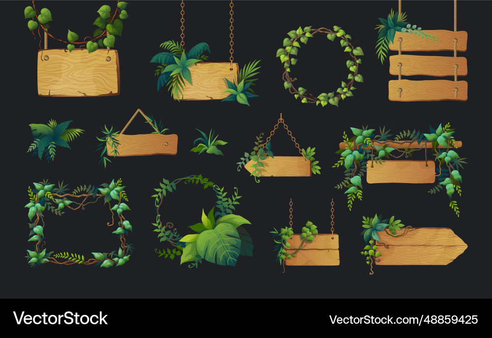 Tropical Jungle Signboards Royalty Free Vector Image