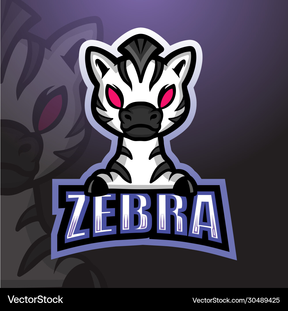 Zebra mascot esport logo design Royalty Free Vector Image