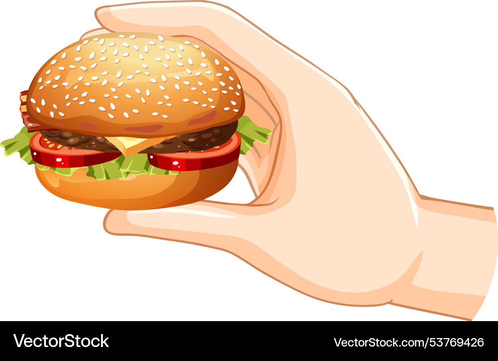 Ein Handhalteburger Lizenzfreies Vektorbild - VectorStock