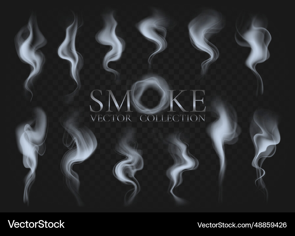 Cigarette smoke magic cloud different forms Vector Image