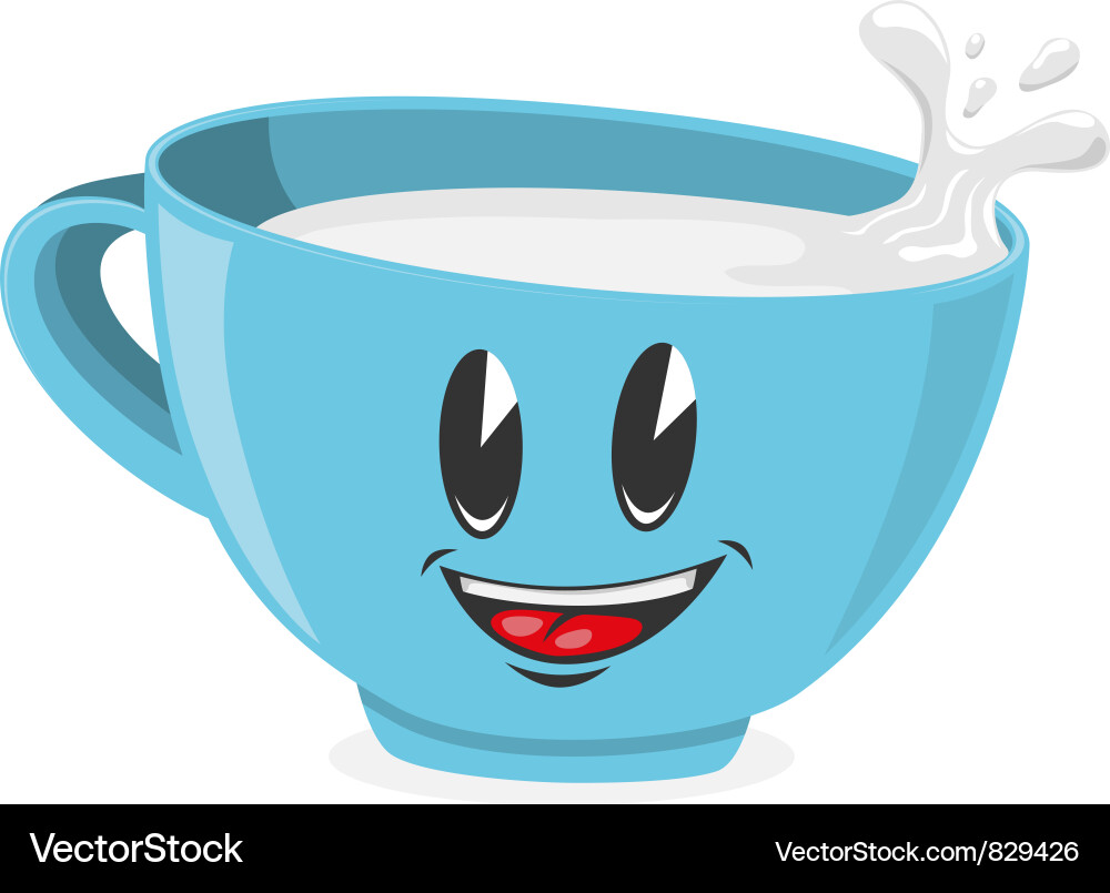 Cute cup of milk Royalty Free Vector Image - VectorStock