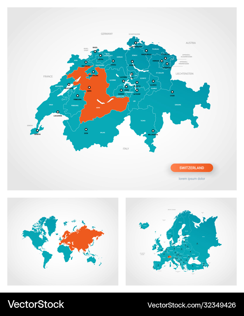 Bearbeitbare Vorlagenkarte Schweiz Lizenzfreies Vektorbild