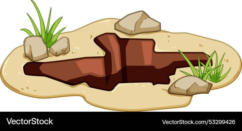 Excavation pit cartoon Royalty Free Vector Image