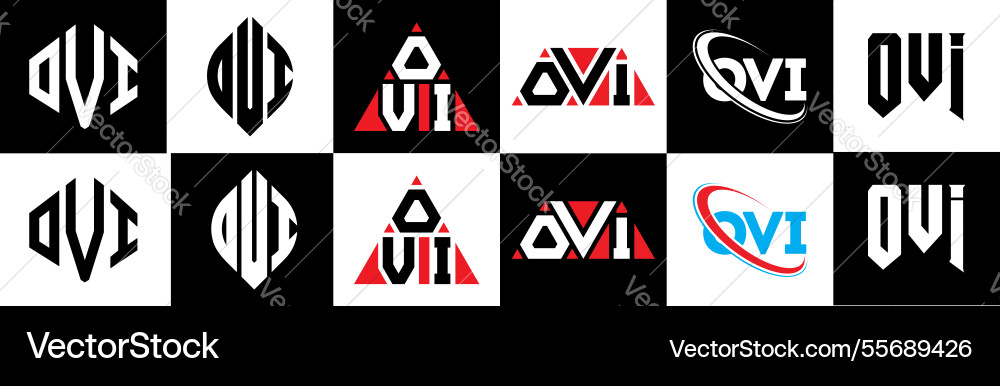 Ovi letter logo design in six style polygon Vector Image