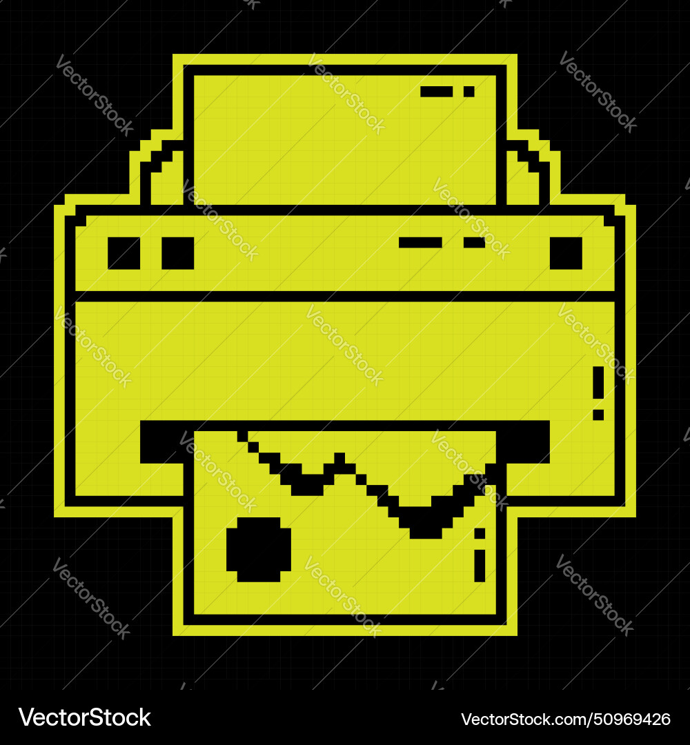 Pixel silhouette icon inkjet printer printing Vector Image