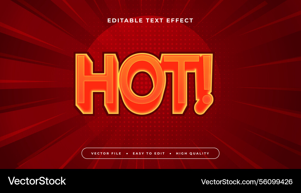 Red yellow and orange hot 3d editable text effect Vector Image