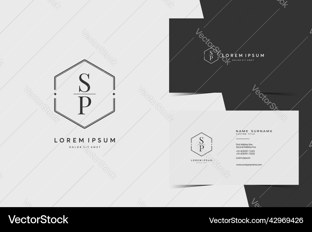 Simple hexagon sp monogram logo icon modern Vector Image