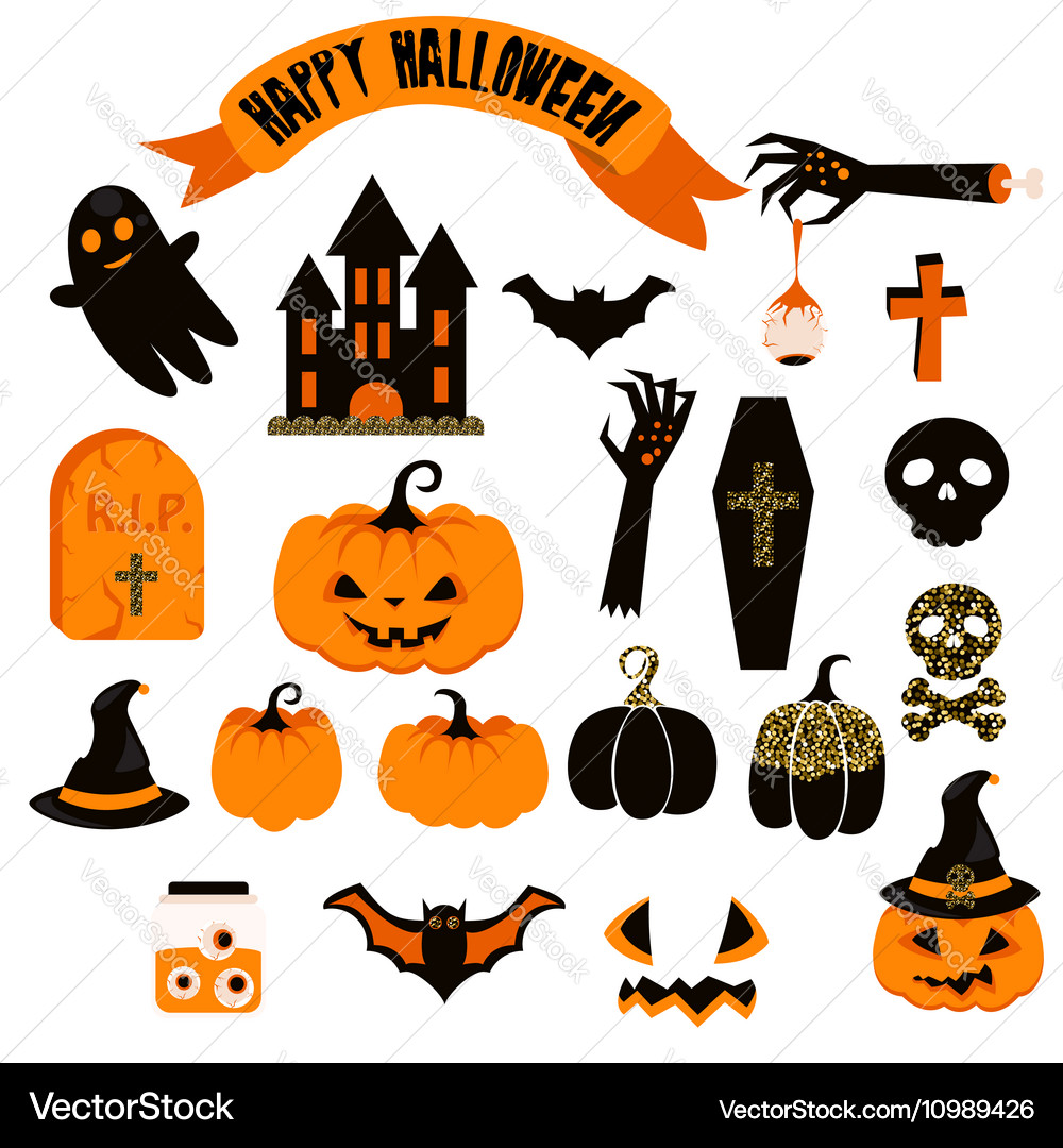 Spooky Halloween Pumpkin Icons Royalty Free Vector Image