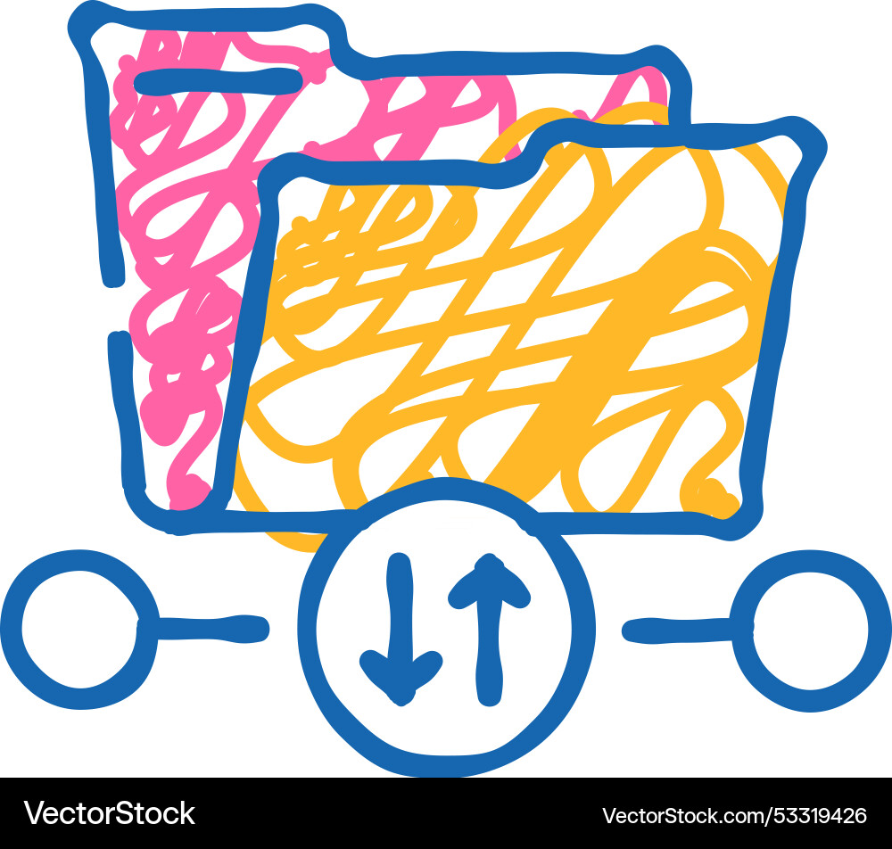 Transfer folder icon doodle Royalty Free Vector Image