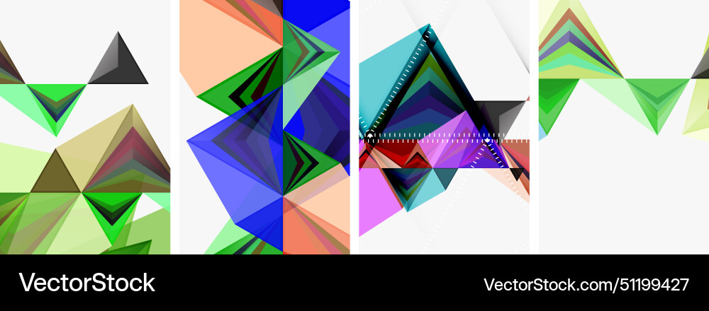 A collage of four different colored triangles on a