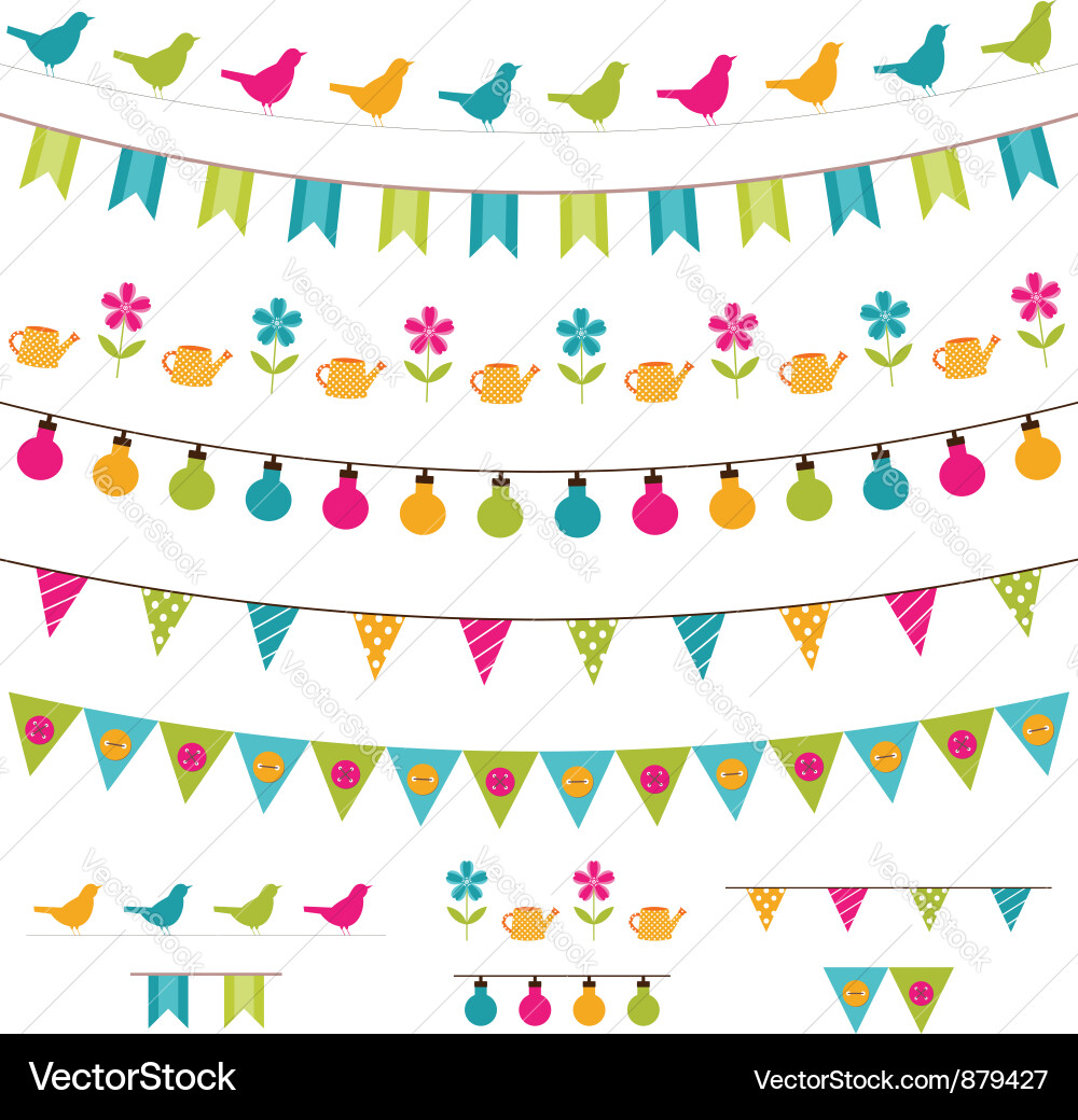 Colorful bunting and garland set Royalty Free Vector Image