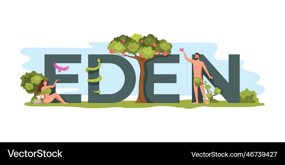 Eden flat text composition Royalty Free Vector Image