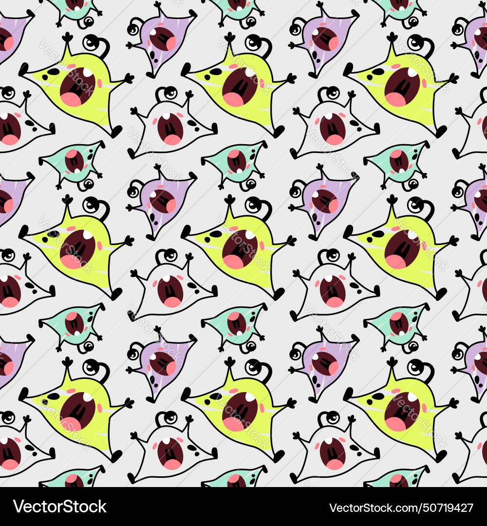 Funny seamless pattern for kids with aliens Vector Image