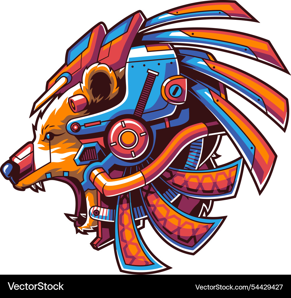 Futuristic cyber bear head Royalty Free Vector Image