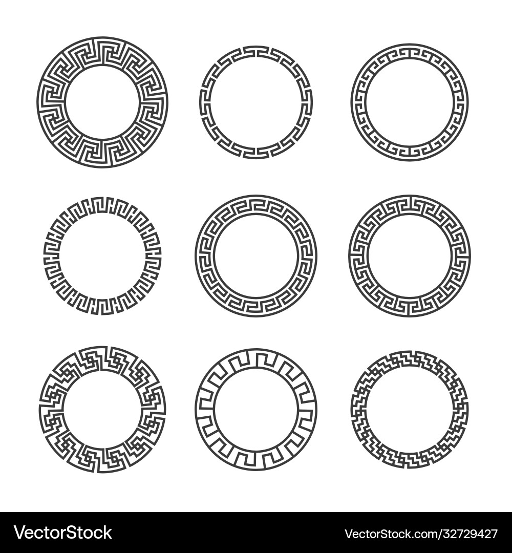 Greek round frames ancient circular mediterranean Vector Image