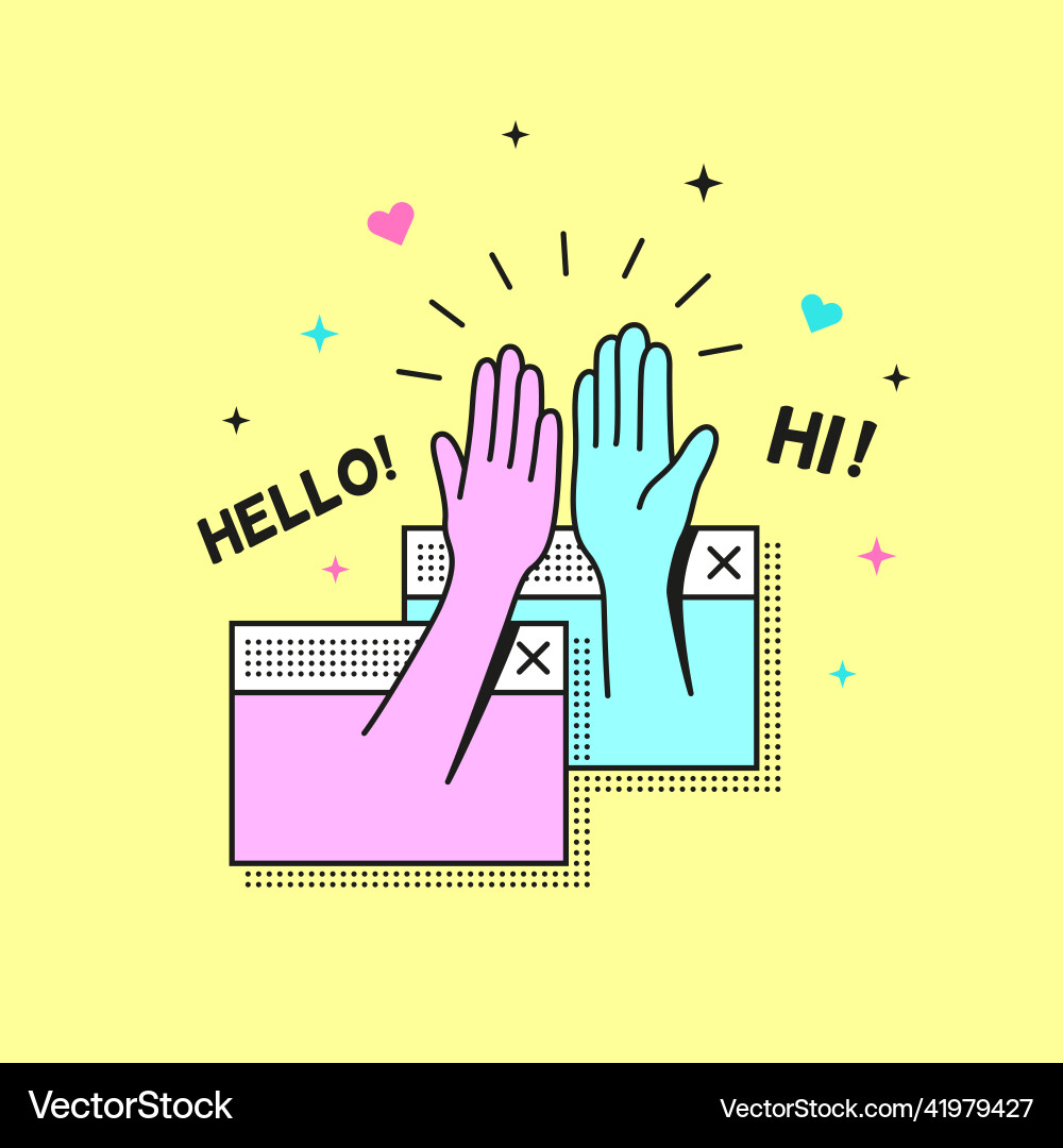 High five retro hey icon hands clap from web Vector Image