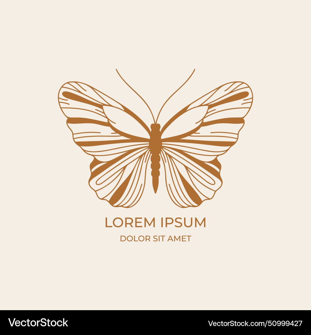 Minimalistic butterfly line art sign Royalty Free Vector