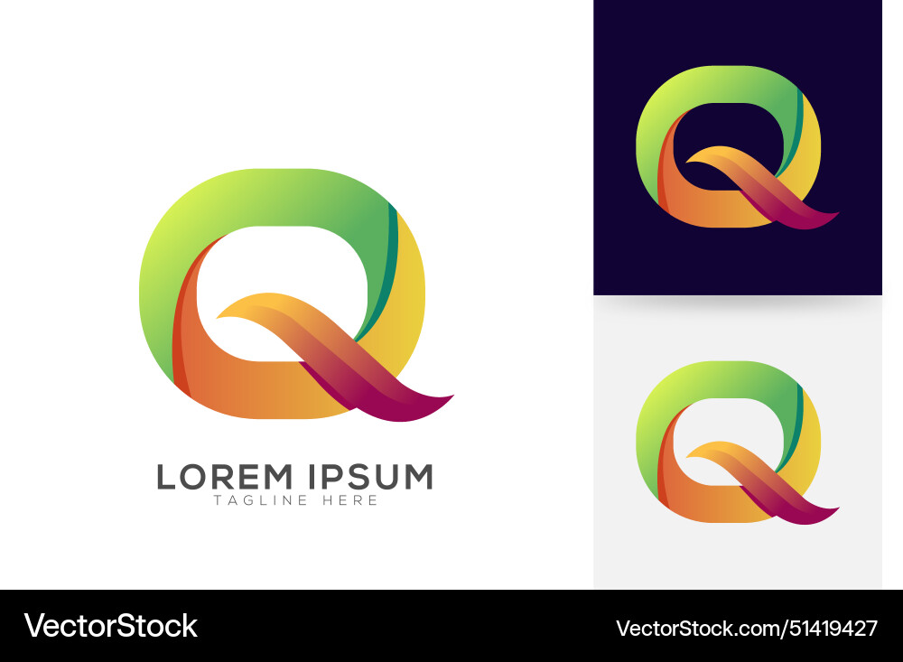 Q letter logo design vibrant colors template Vector Image