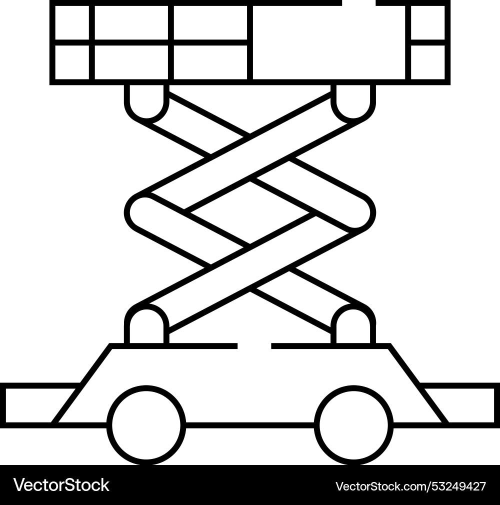 Scissor lift line icon isolated Royalty Free Vector Image