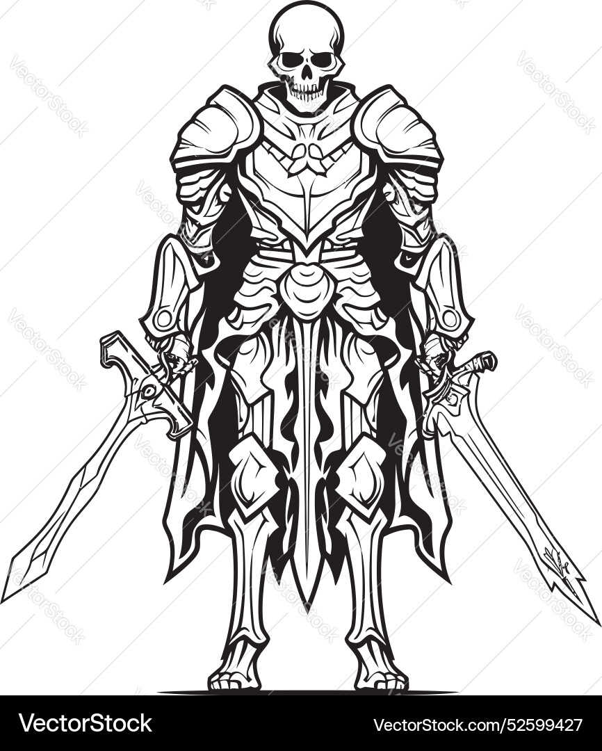 Spectral defender skeleton knight logo design Vector Image