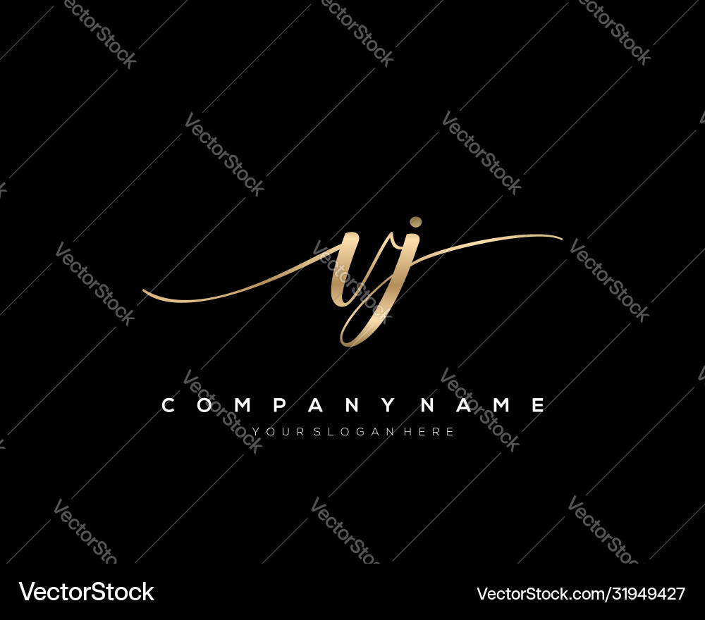 Vj initial letter handwriting logo hand drawn Vector Image