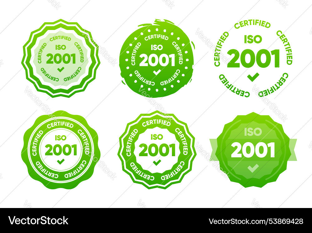2001 iso certified standarts collection Royalty Free Vector
