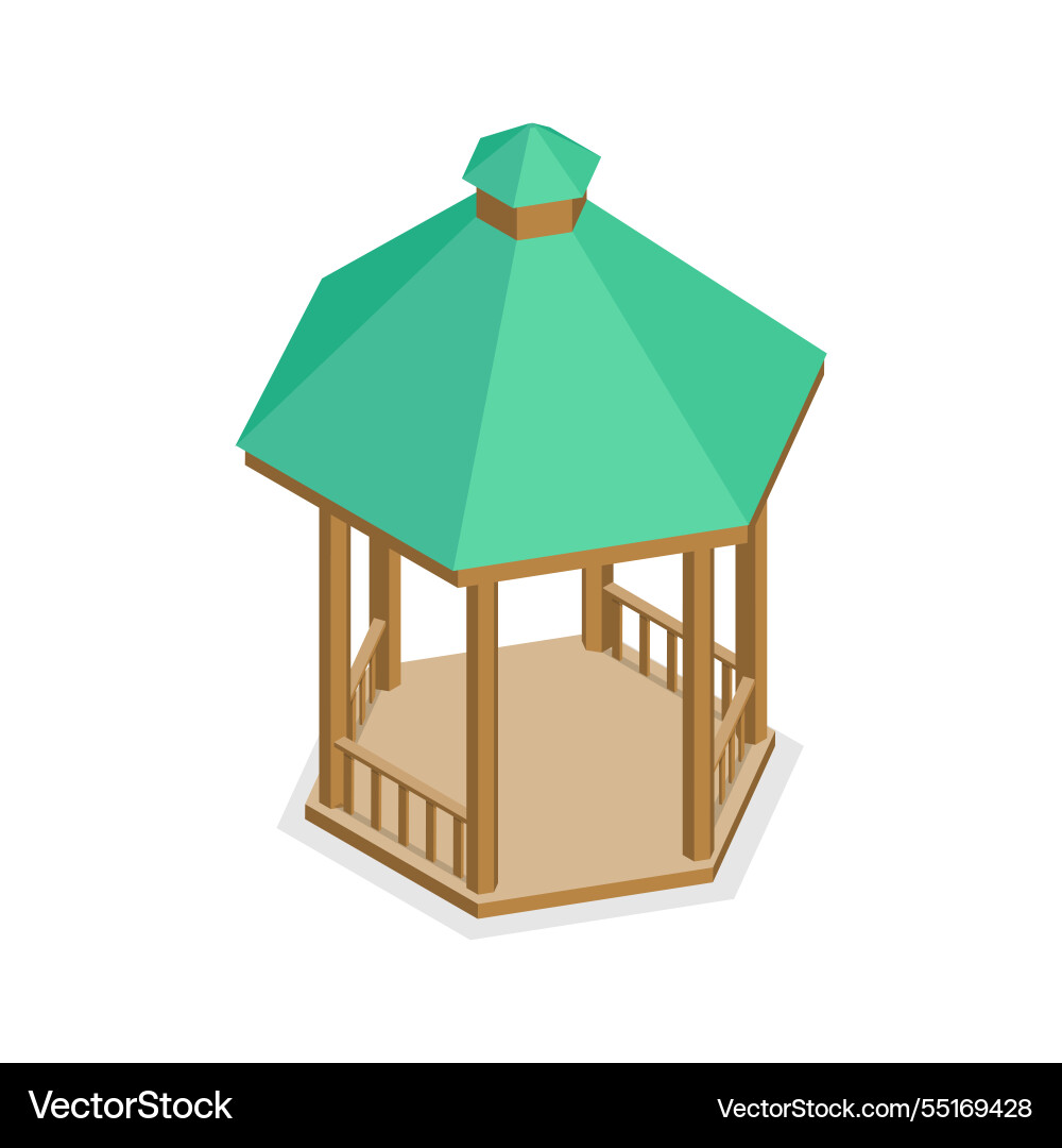 3d isometric flat set of gazebos Royalty Free Vector Image